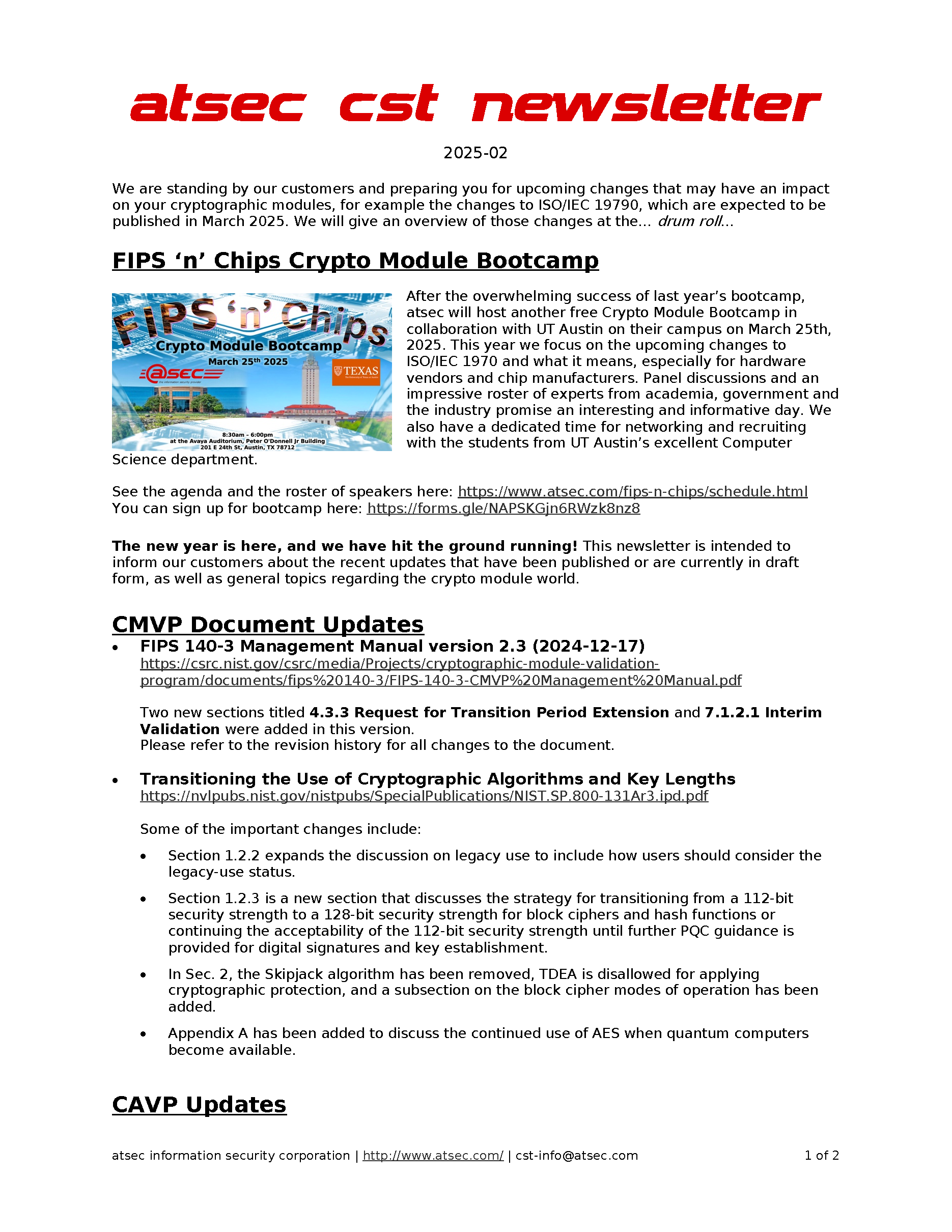 CST Newsletter February 2025 – atsec